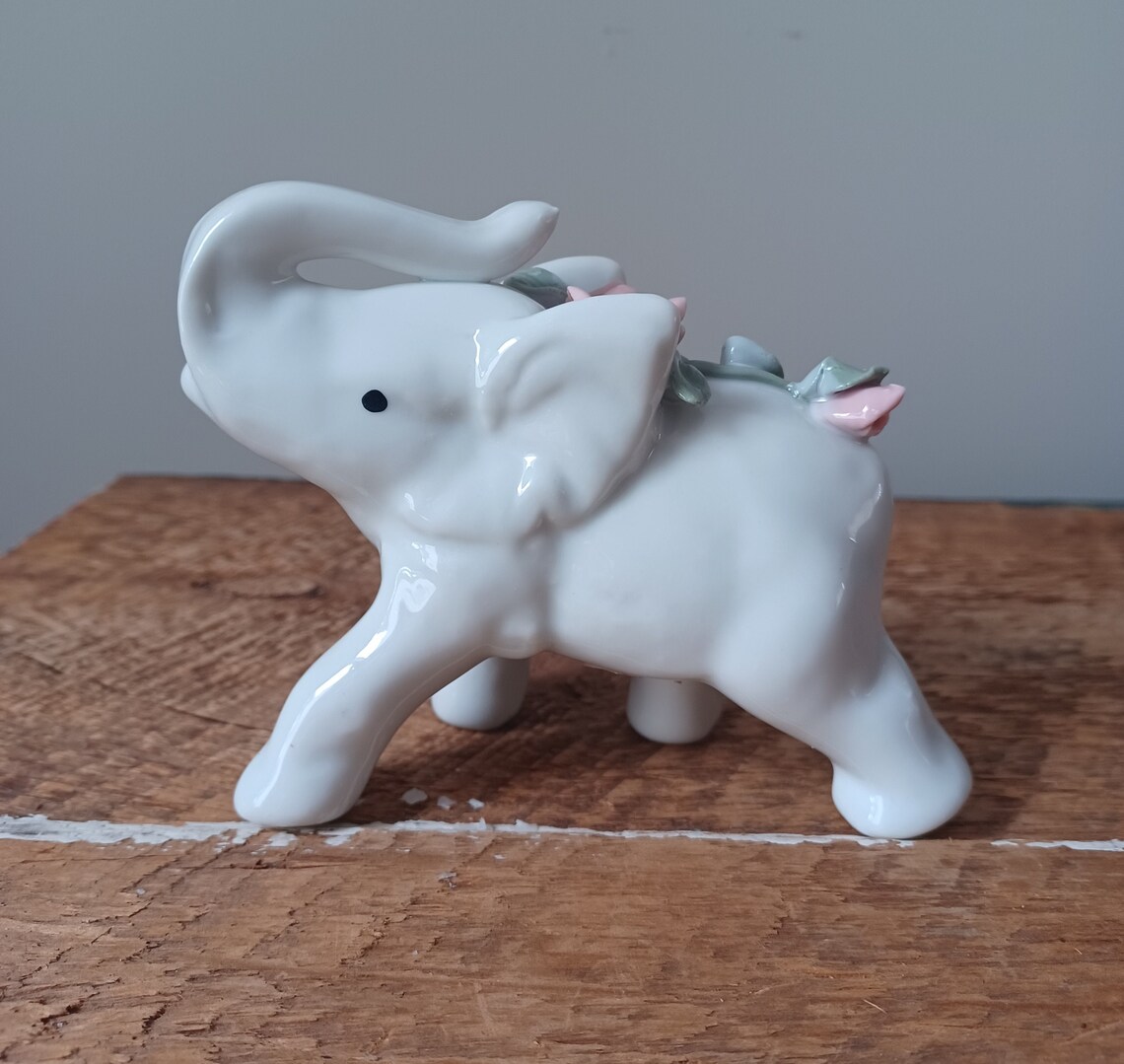 Vintage White Elephant Figurine - Etsy