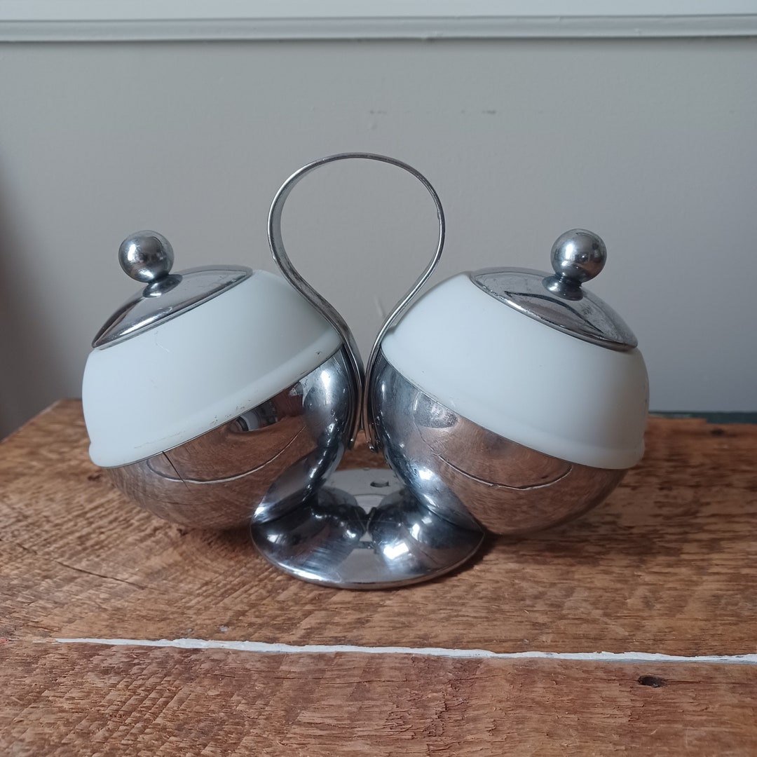 Chase Art Deco Chrome and White Glass Condiment Server - Etsy