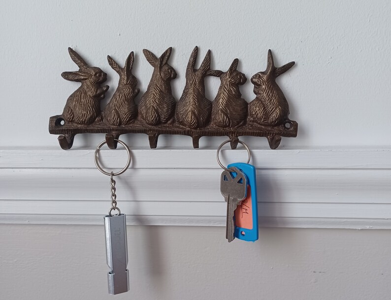 Rustic Metal Rabbit Keys, Jewelry Rack, Holder, Hooks - Etsy