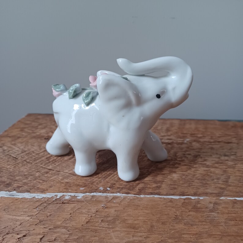 Vintage White Elephant Figurine - Etsy