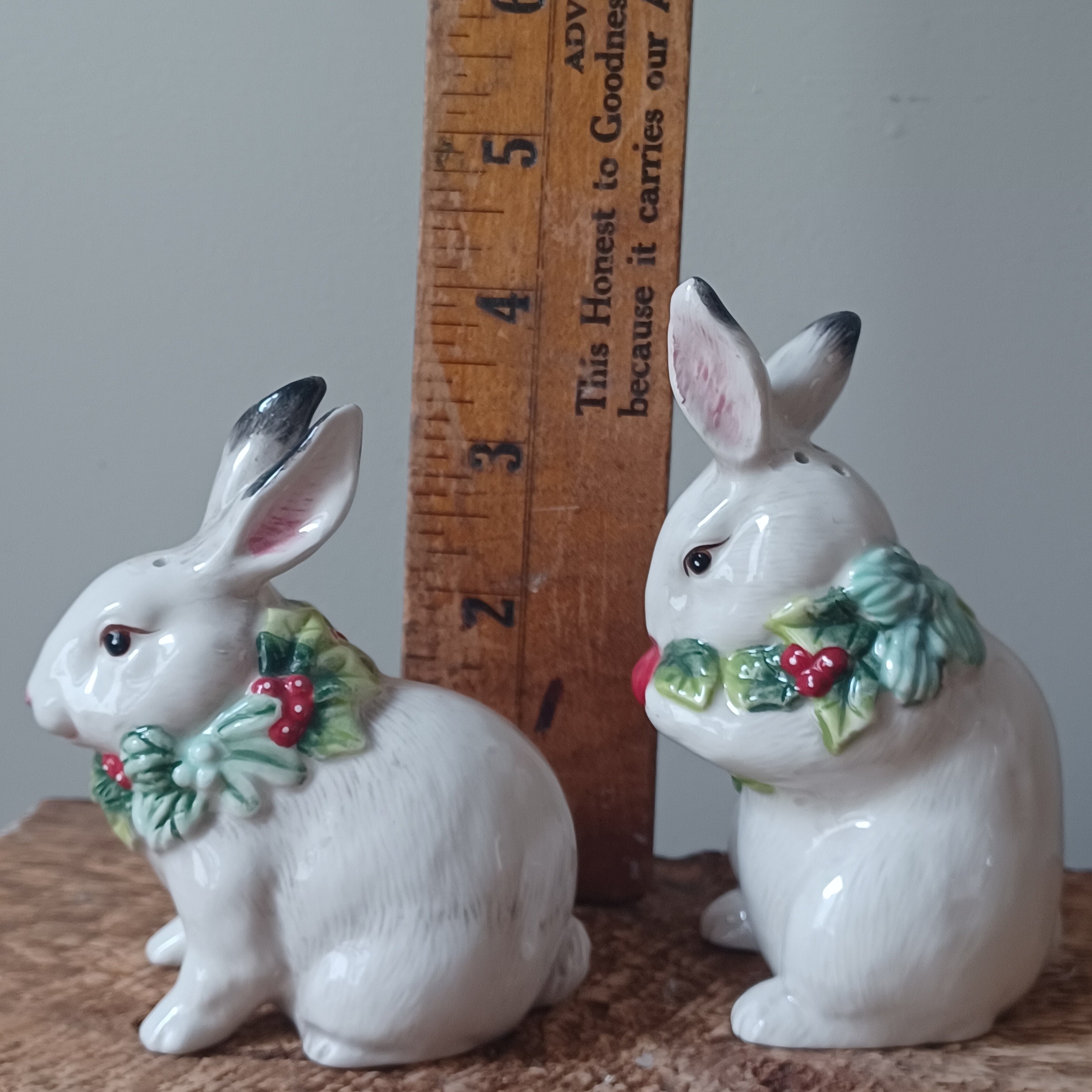 Fitz and Floyd Christmas Rabbits Town and Country Salt and Pepper ...