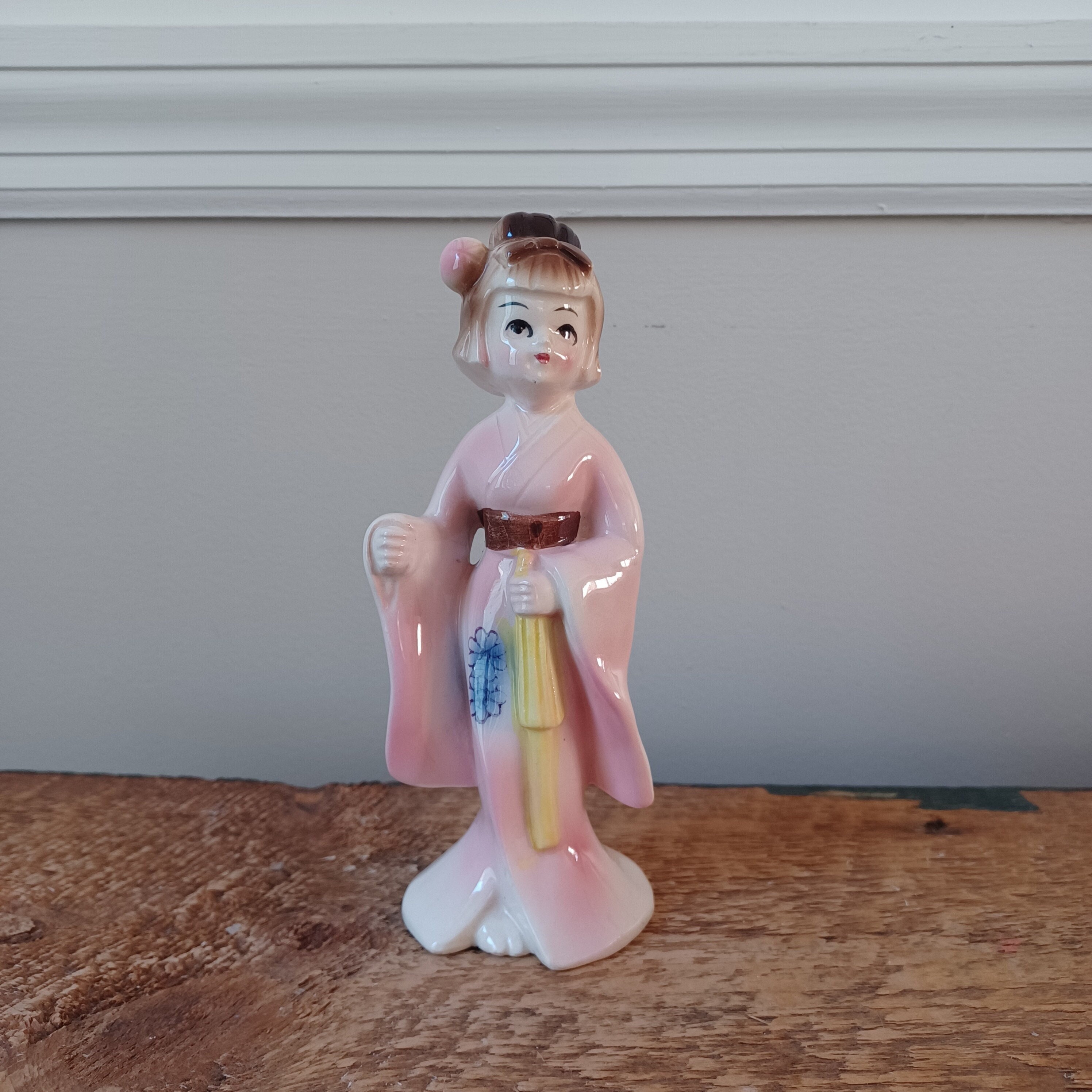 Vintage Japan Porcelain Figurine Girl in Pink Kimono Geisha Girl ...