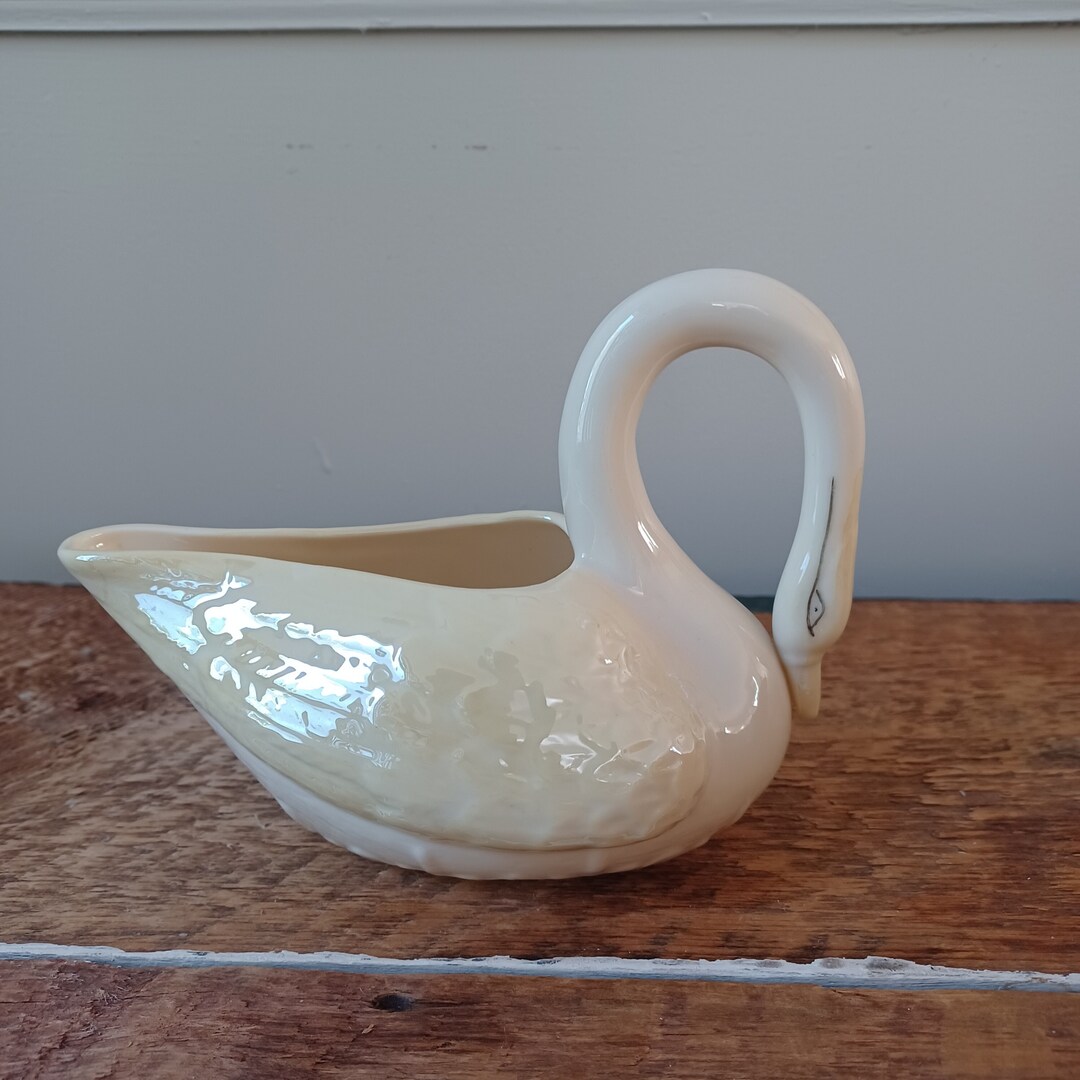 Belleek Ireland Porcelain Swan Creamer Pitcher Planter Trinket Dish - Etsy