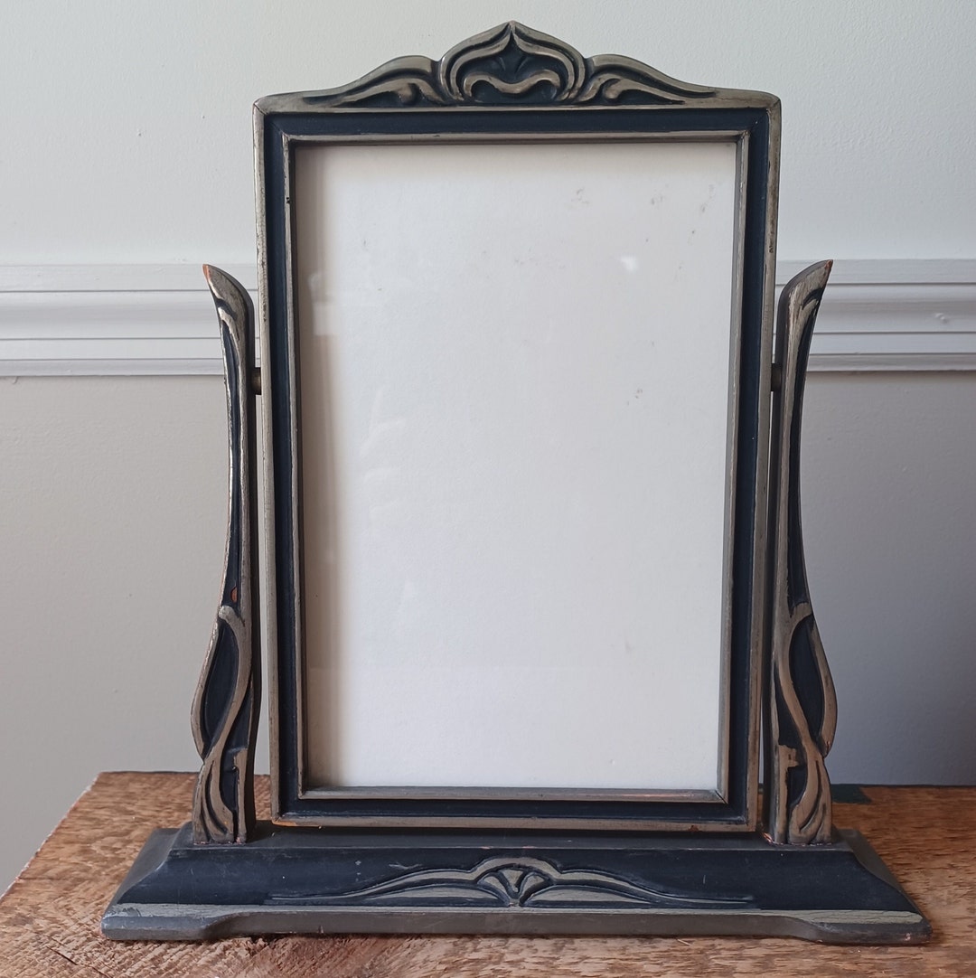 Art Deco Swivel Table Top Wood Frame With Glass - Etsy