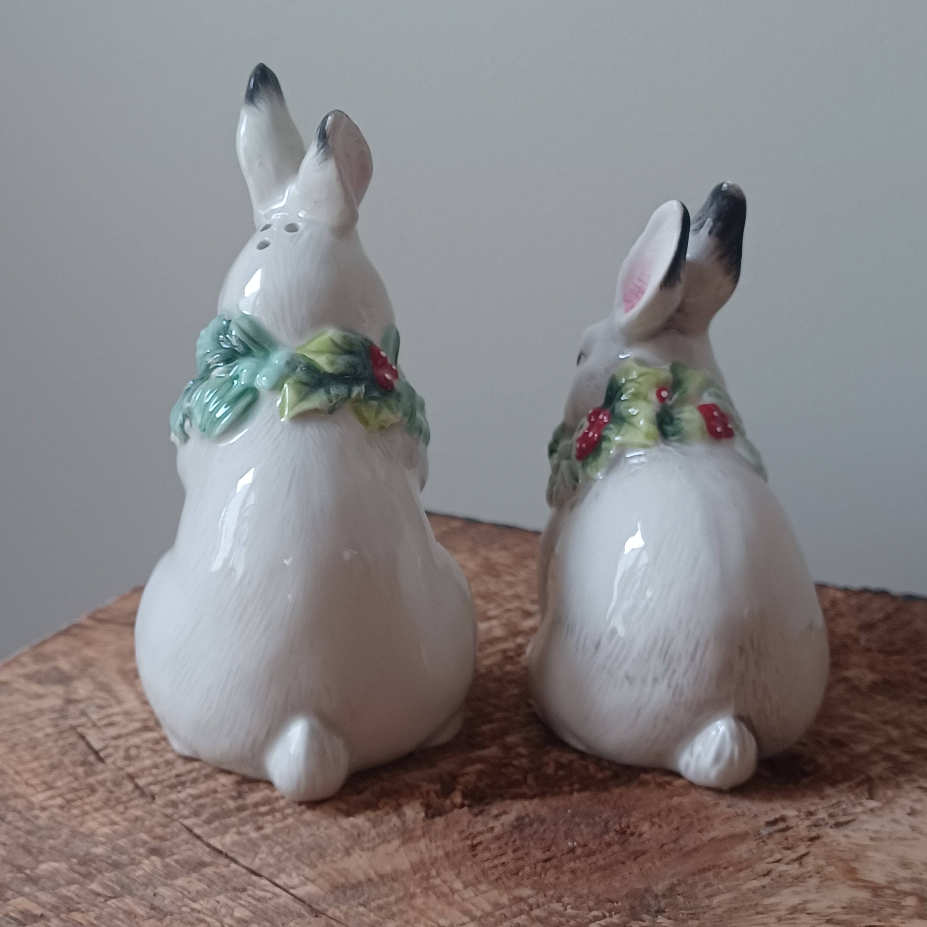 Fitz and Floyd Christmas Rabbits Town and Country Salt and Pepper ...