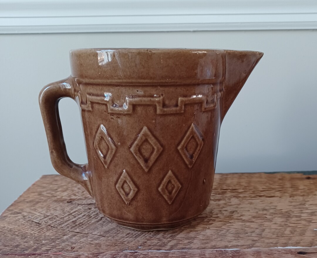 Mccoy Brown Pitcher Diamond Pattern - Etsy