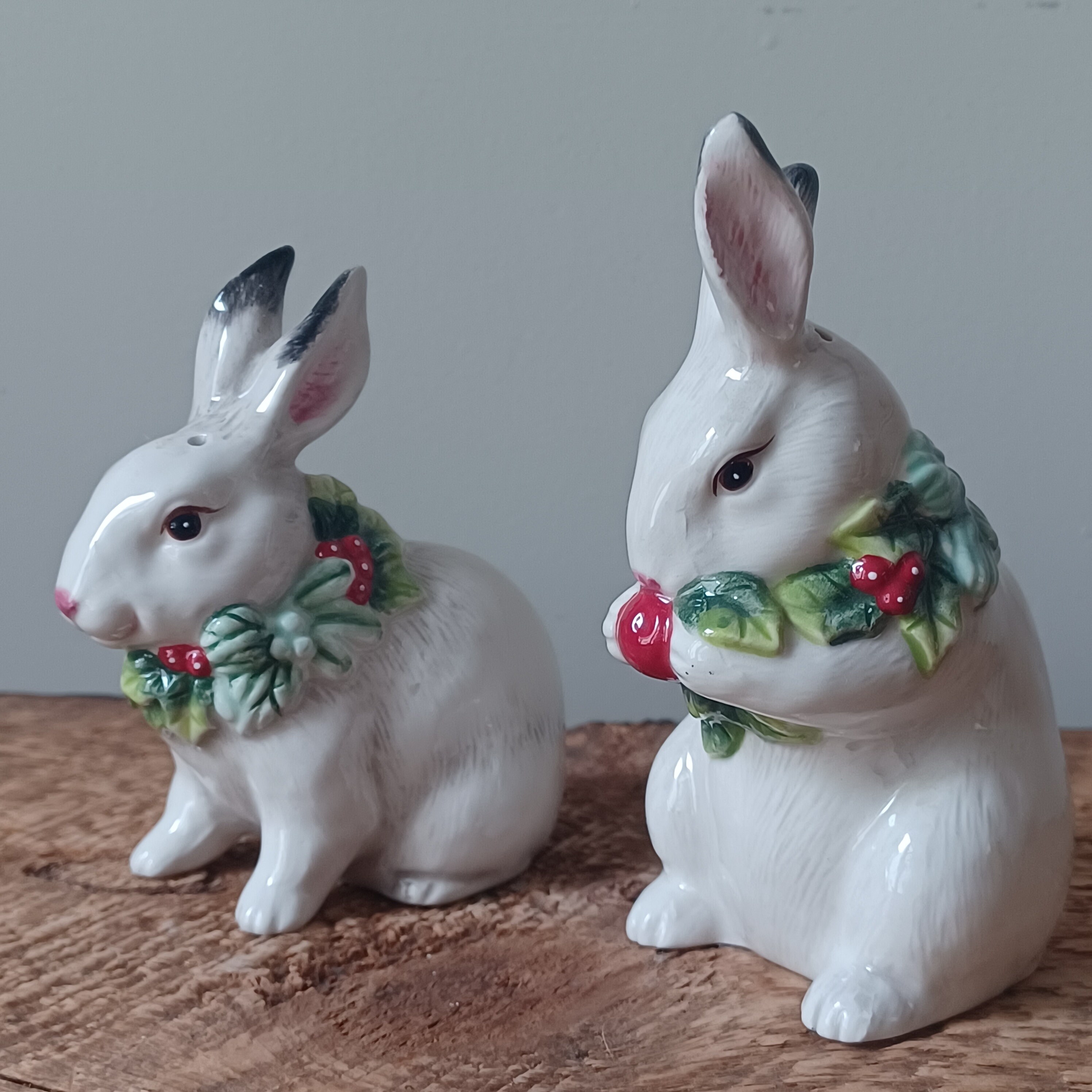 Fitz and Floyd Christmas Rabbits Town and Country Salt and Pepper ...