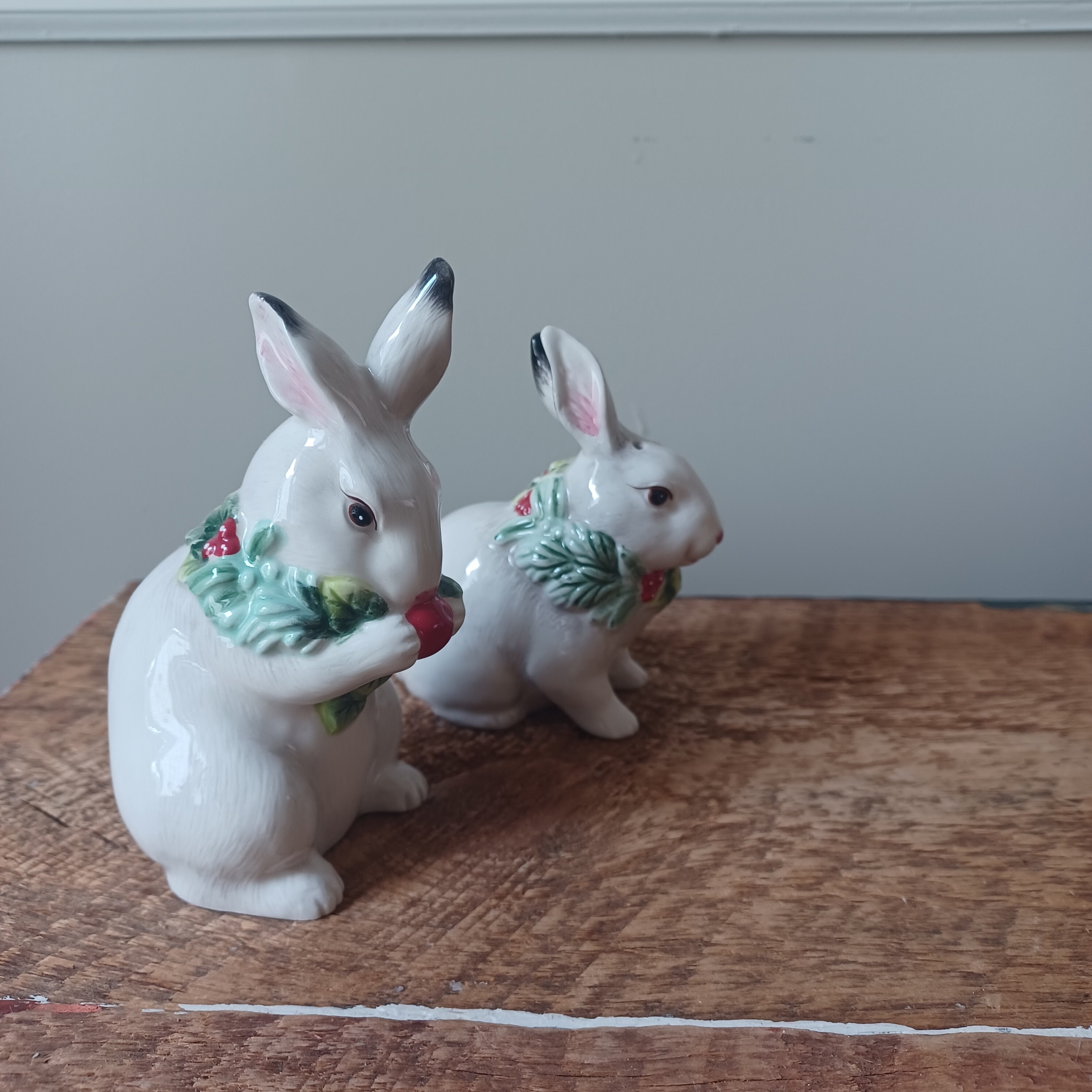Fitz and Floyd Christmas Rabbits Town and Country Salt and Pepper ...