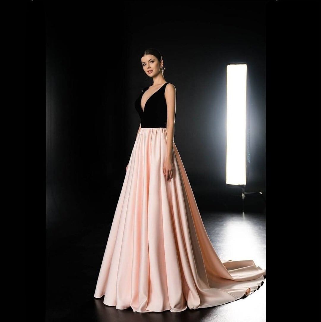 Reception Flared Gown Deep V Neck Gown for Women Gorgeous - Etsy