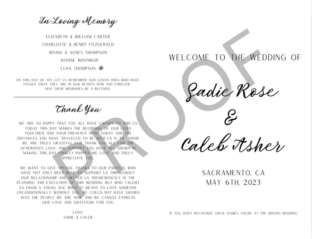 Customizable Wedding Program | Instant Download - Etsy