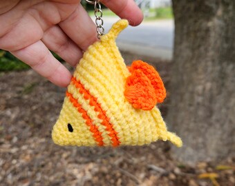 Cute Funny Crochet Tayaki Fish Cat Keychain, Crochet Keychain, Handmade ...