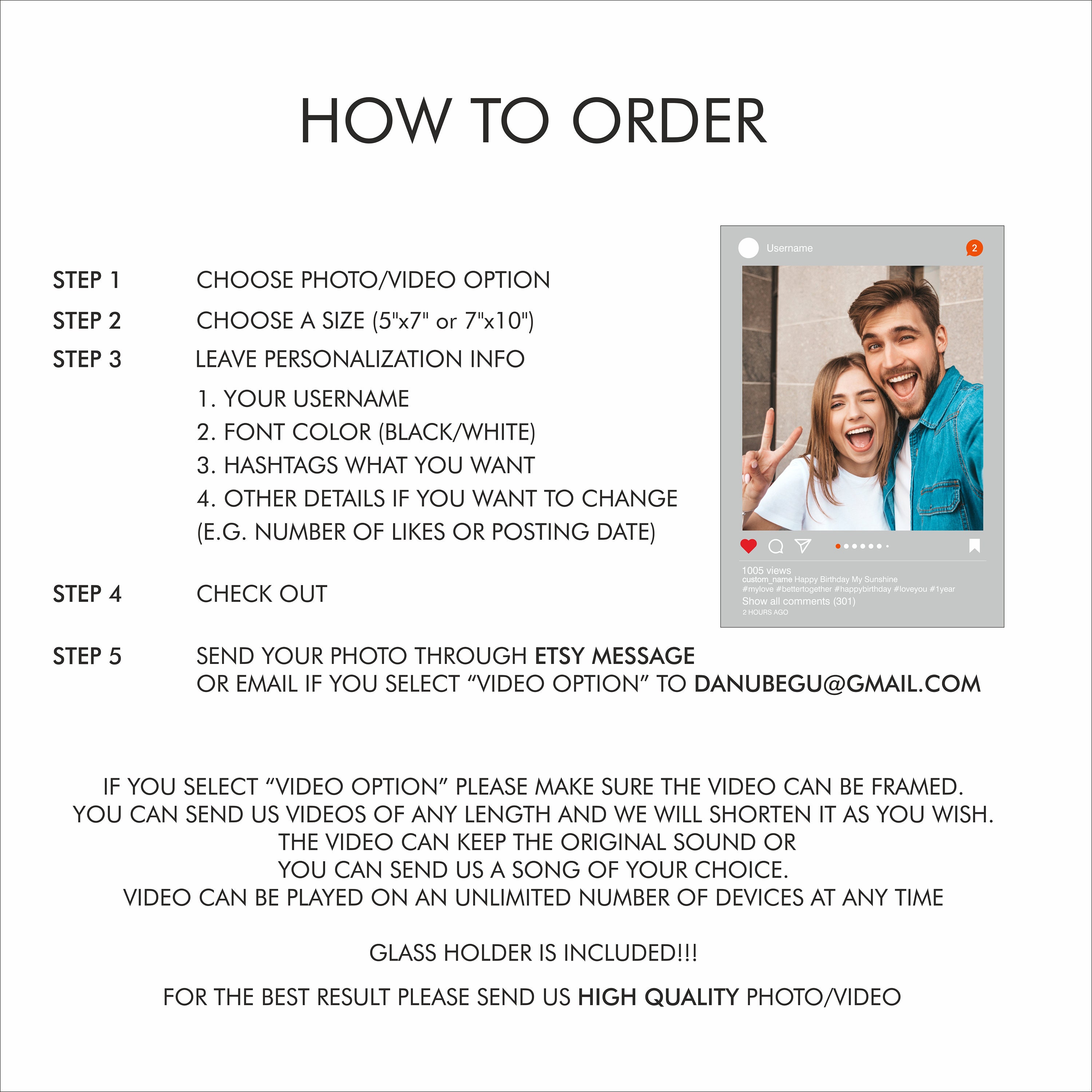 Instagram Style Acrylic Plaque Gift for Him Custom Instagram - Etsy