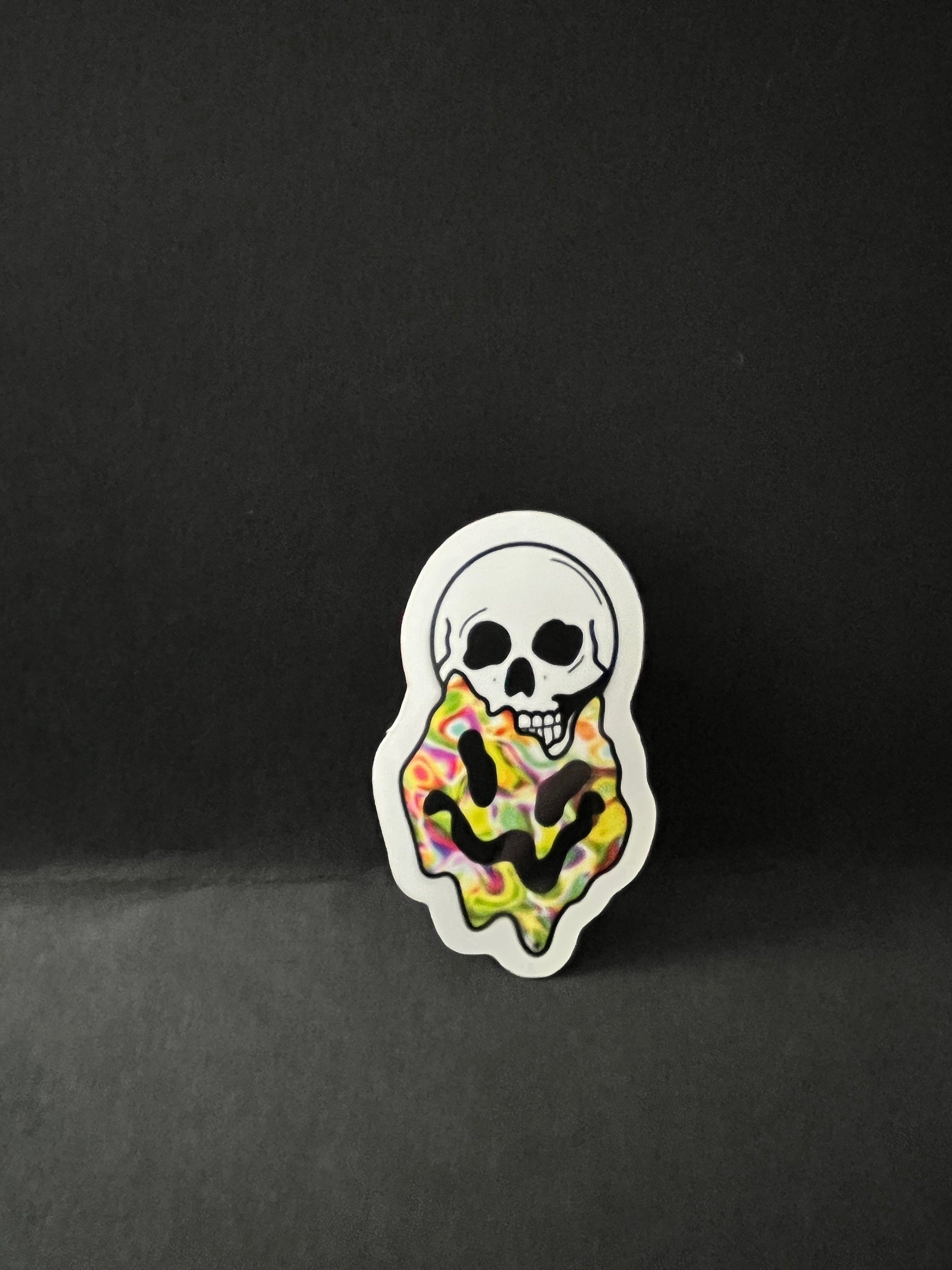 Smiley Melting Skeleton Vinyl Sticker - Etsy
