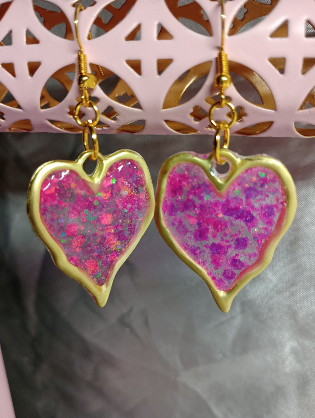 Pink Heart, Heart Shape Jewelry, Valentines Jewelry, Fun Jewelry, Resin ...