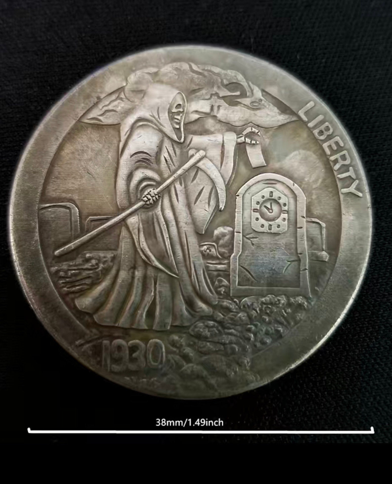 1930 Morgan Dollar Grim Reaper Hobo Engraved Collectors Coin 1 or 2 ...