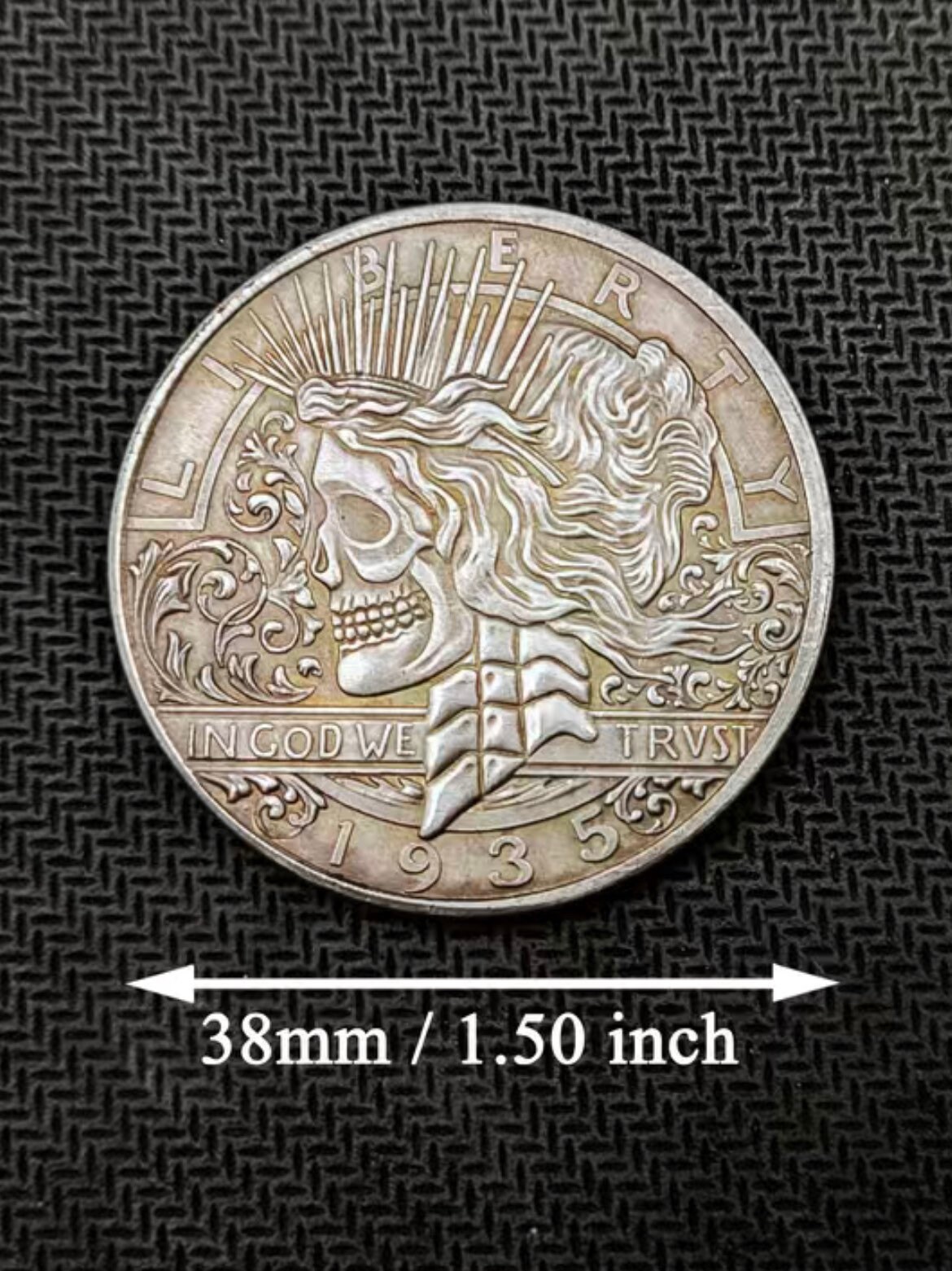 1935 Peace Dollar Skull Head Hobo Engraved Challenge Coin 1 - Etsy