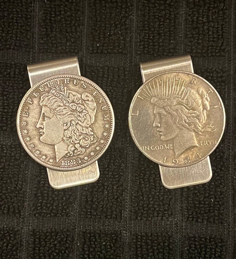 Morgan/peace Silvery Replica Dollar Coin Money Clip -last Years– Cowboy ...