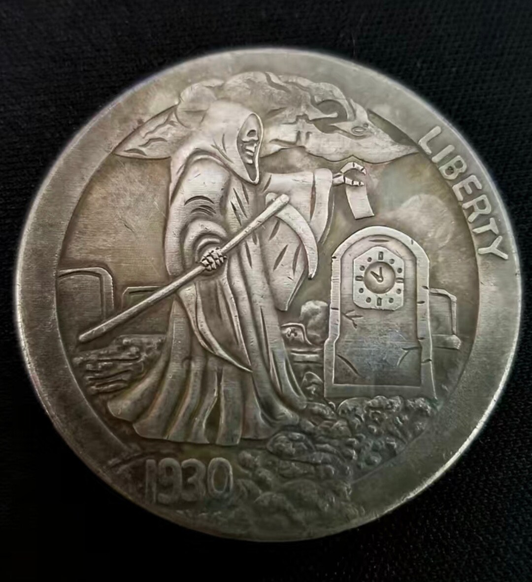 1930 Morgan Dollar Grim Reaper Hobo Engraved Collectors Coin 1 or 2 ...