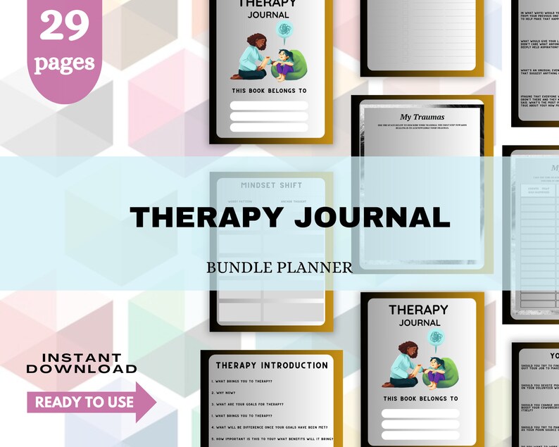 Therapy Journal Bundle, Mood Tracker, Printable Journal, Mental Health ...