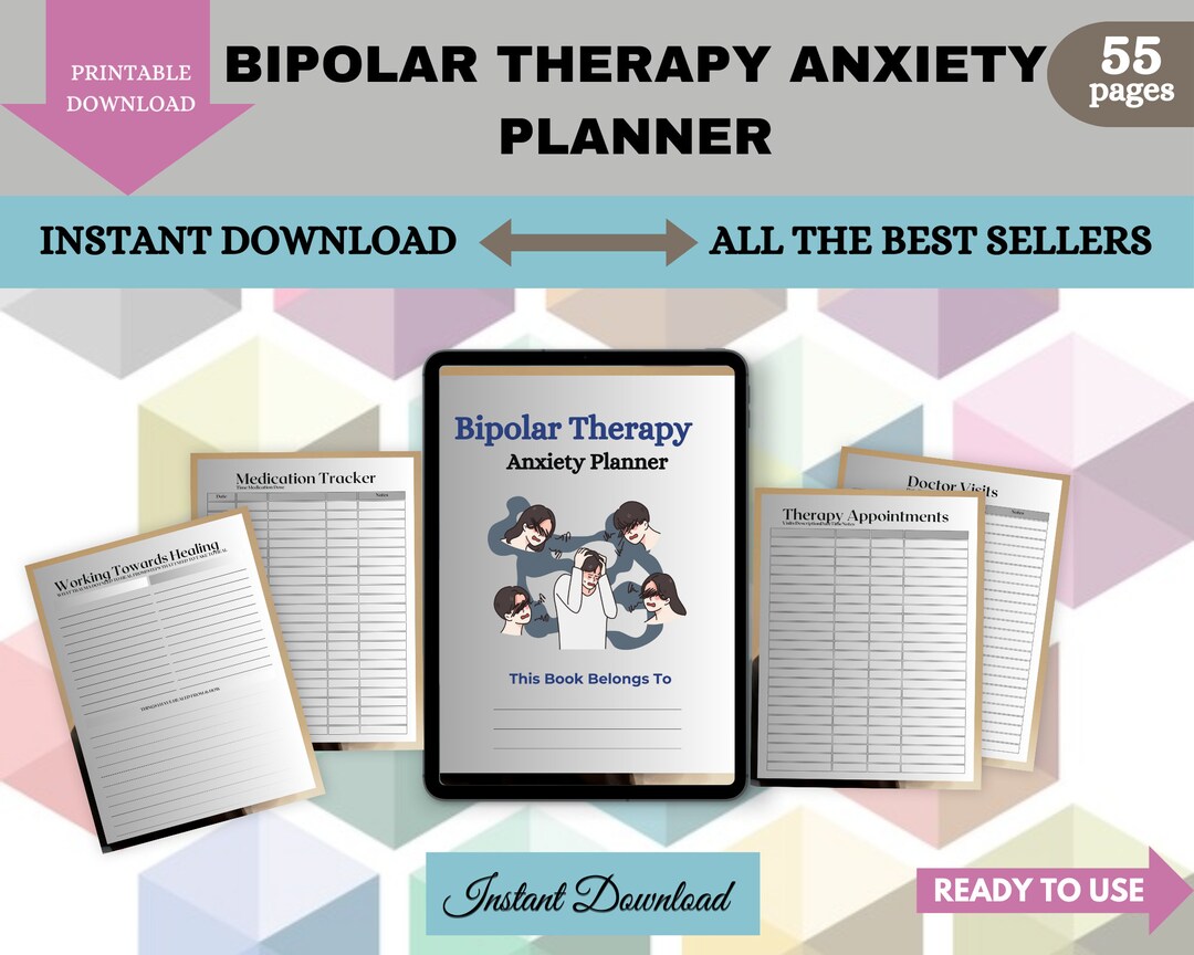 Bipolar Therapy Anxiety Journal, Printable Bipolar Worksheets, Anxiety ...
