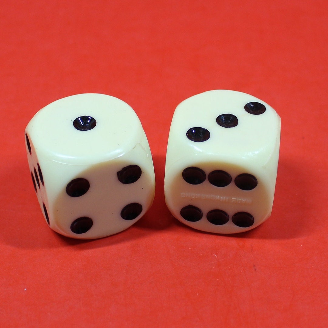 Vintage Large Dice ~ Oversized Black and off White Pair of Dice Made in ...
