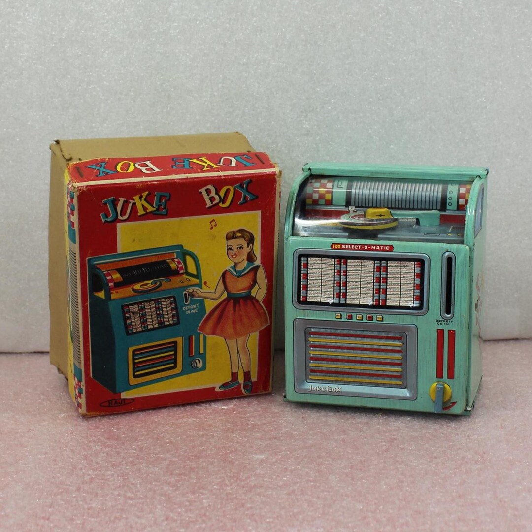 Tin Toy Wind up Juke Box Bank in Original Box HAJI Made in Japan ...