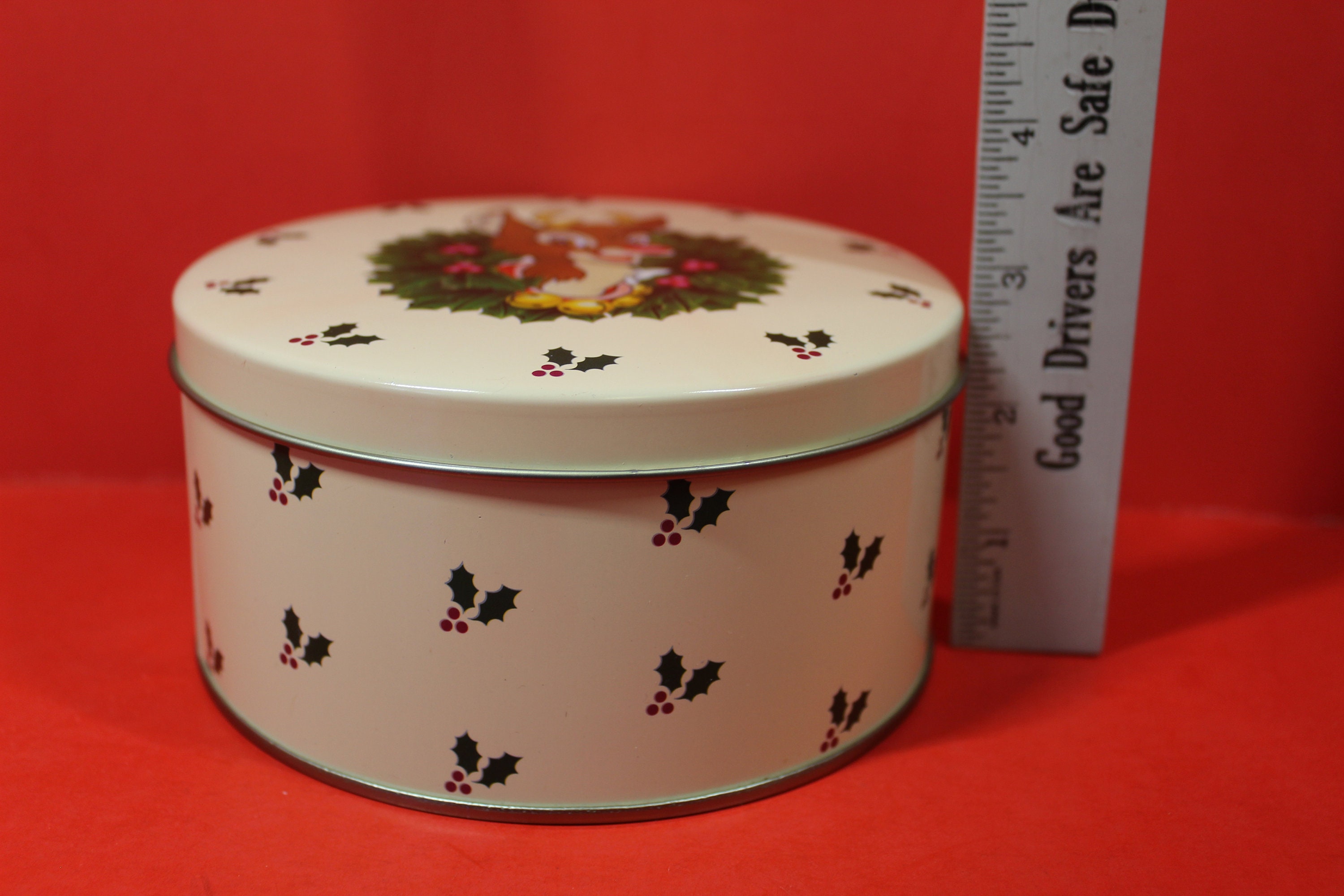 Vintage Rudolph the Red-nosed Reindeer and Holly Christmas Tin ...