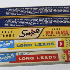 Vintage Scripto Leads in Boxes - Long Black & Red Mechanical Pencil ...