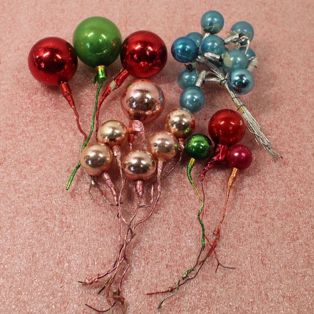 Vintage Mercury Glass Ball Picks Christmas Ornament Decor Lot of 17 ...