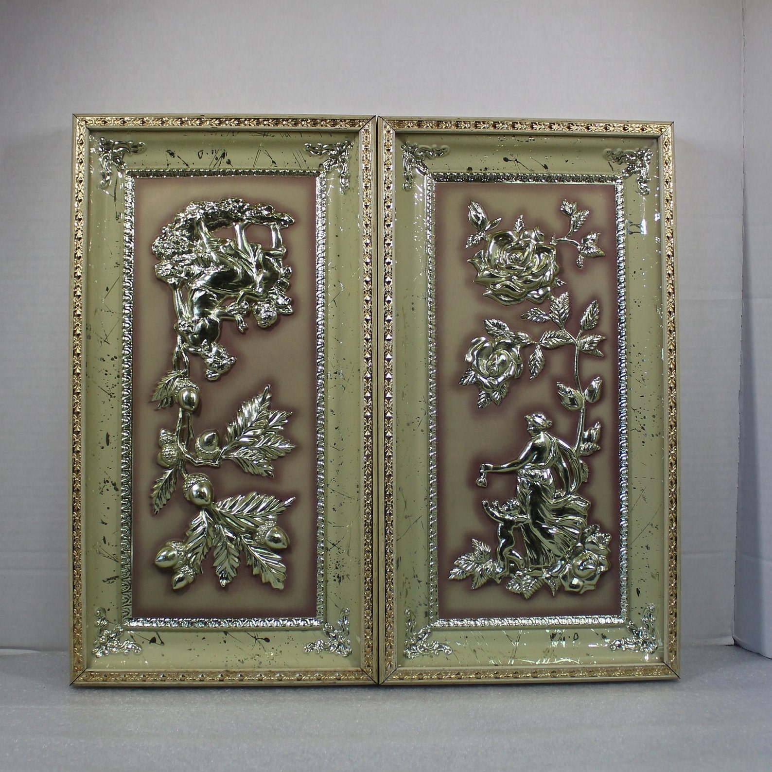 Vintage Metalcraft Four Seasons Gold/yellow Wall Art 3D Shadow Box ...