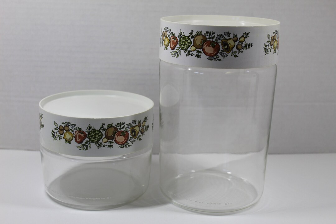 Pyrex Glass Canister Stack N See Spice of Life Corning Ware Pattern / 2 ...