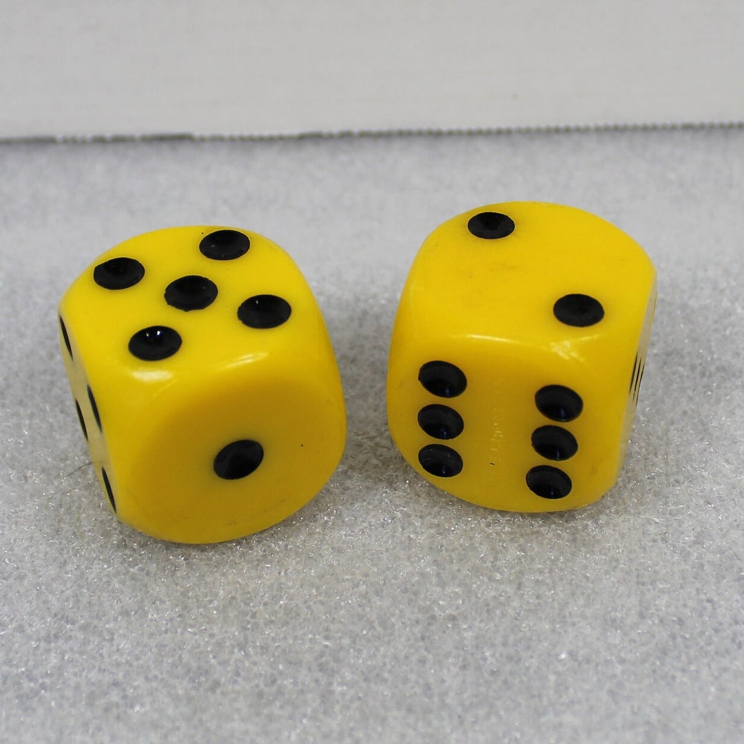 Vintage Dice ~ Large Yellow and Black Pair of Dice Made in Hong Kong ...