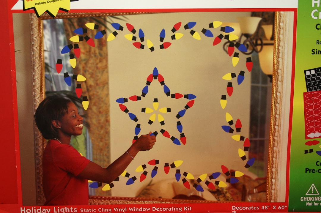 Vintage Christmas Static Cling Vinyl Window Decorating Kit / 192 ...