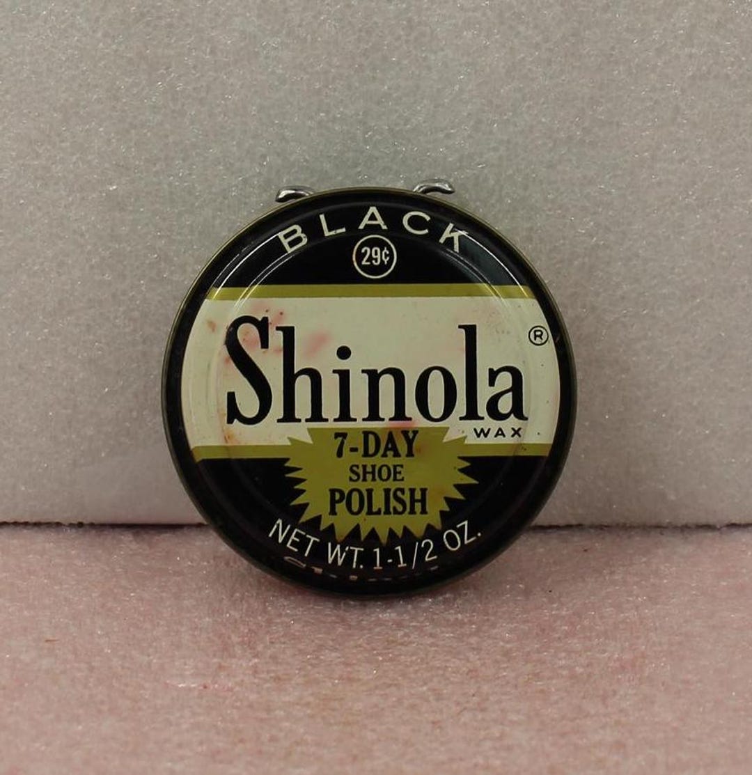 SHINOLA Black Shoe Polish Vintage Advertising Tin Can With Shoe Polish ...