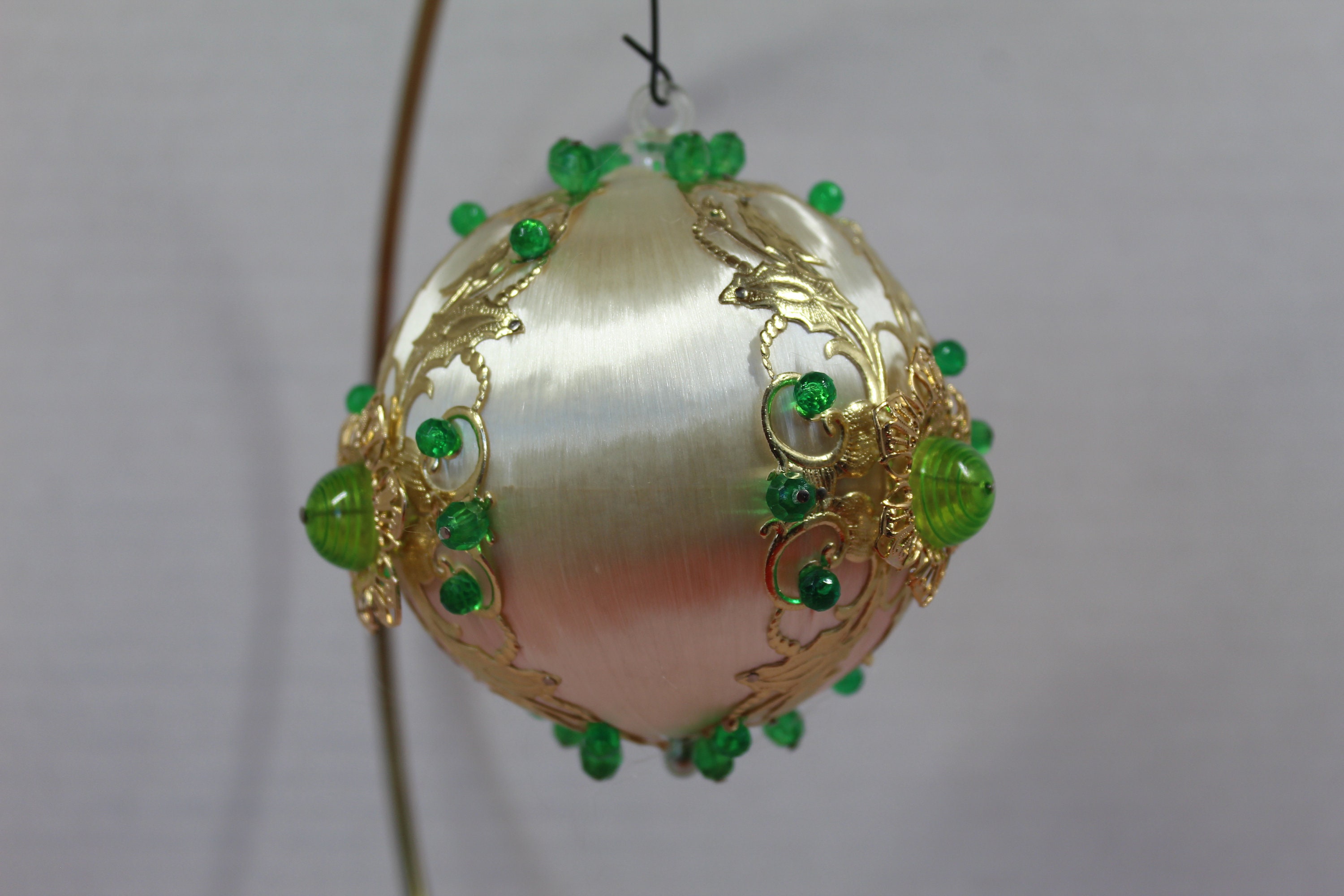 Vintage Christmas Handmade Bead & Sequin Push Pin Styrofoam Ball ...