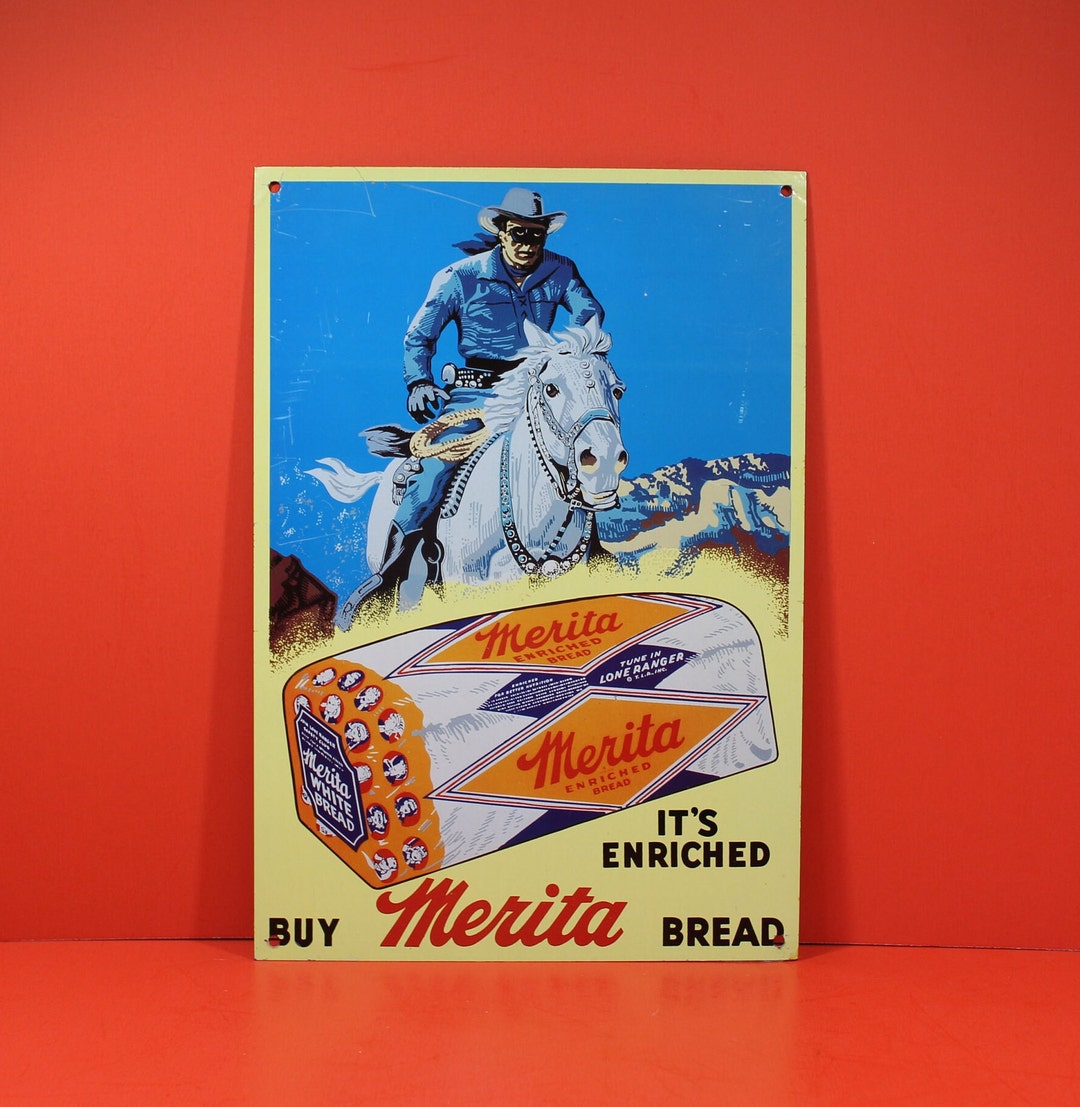 Vintage Metal Advertisement Sign of Merita Bread and the Lone Ranger - Etsy