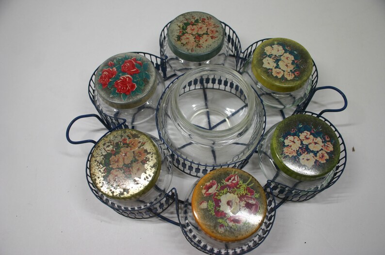 Vintage Goodman Bros. Quince Jelly Jars 8 Piece Glass Jars With Flower ...