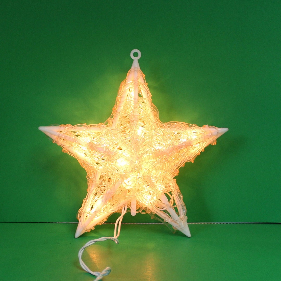 Vintage Christmas Plastic Lighted Spaghetti Tree Topper Star Hanging ...