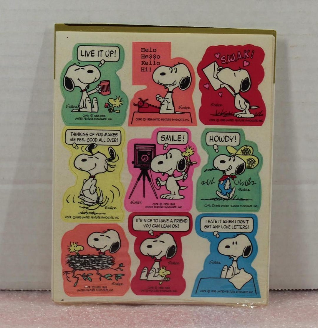 4 Hallmark Snoopy Woodstock Vintage Sticker Sheets / Greetings ...