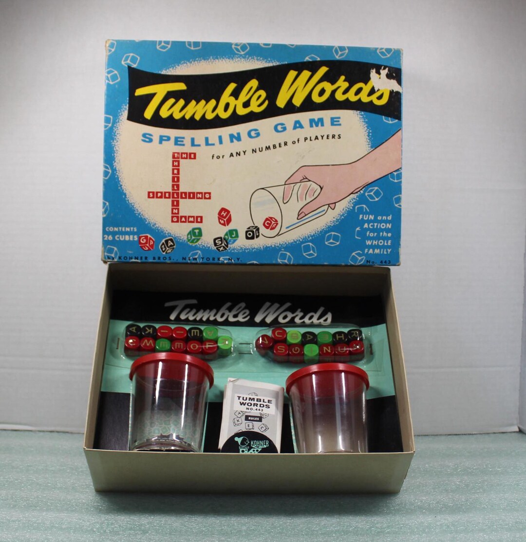 Vintage Dice Game Tumble Words No. 443 Complete / Spelling Cube Game ...