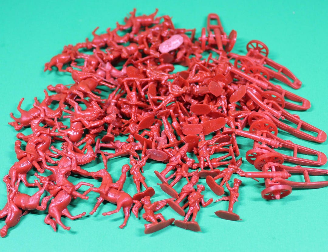 Hong Kong Army Men Vintage Miniature Red Toy Soldier, Horses and Cannon ...