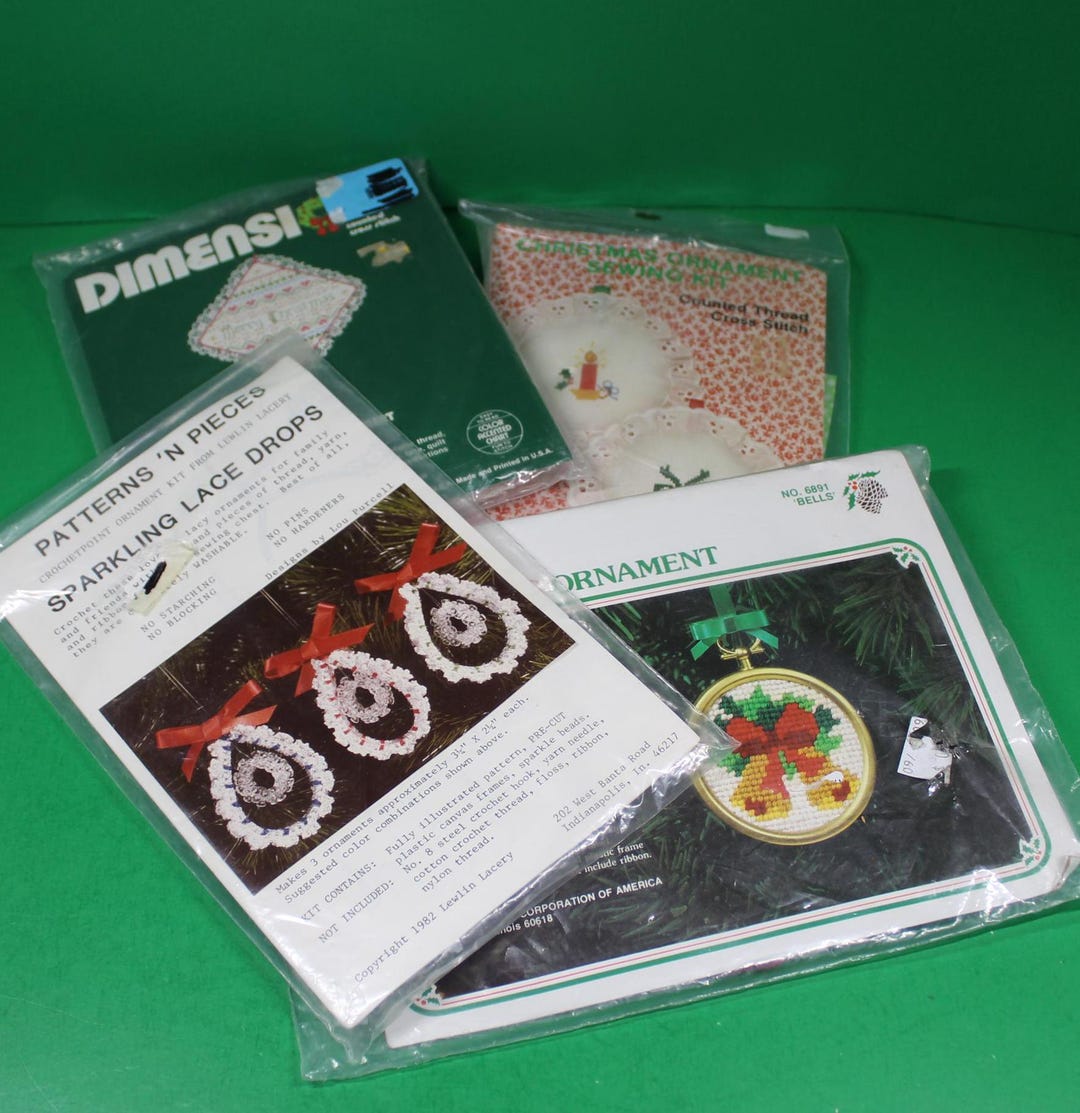 Vintage Christmas Ornament 1980's Craft Lot of 4 Kits - New / Cross ...