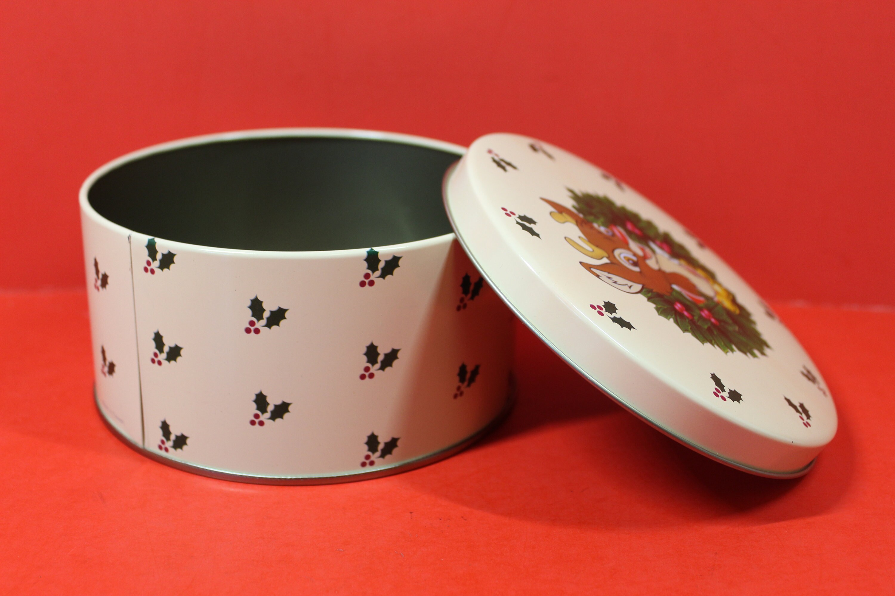 Vintage Rudolph the Red-nosed Reindeer and Holly Christmas Tin ...