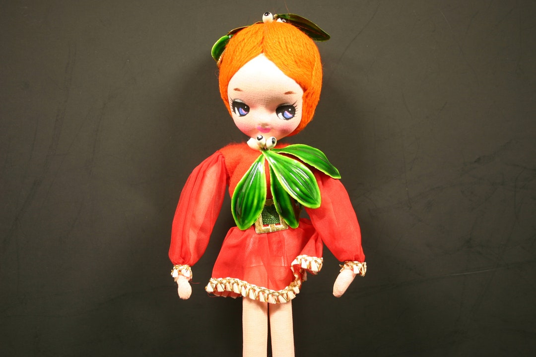 Vintage Japan Big Eye Poseable Pixie Fairy Doll / Christmas Mistletoe ...
