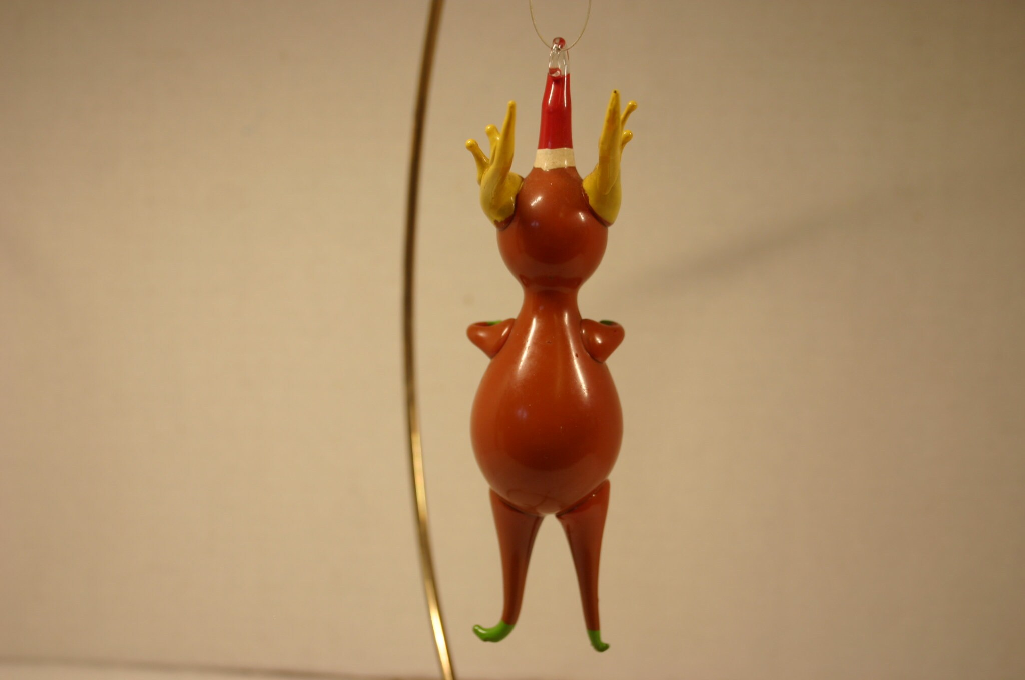 Vintage Glass Reindeer Christmas Ornament / Hand Blown / Hand Painted ...