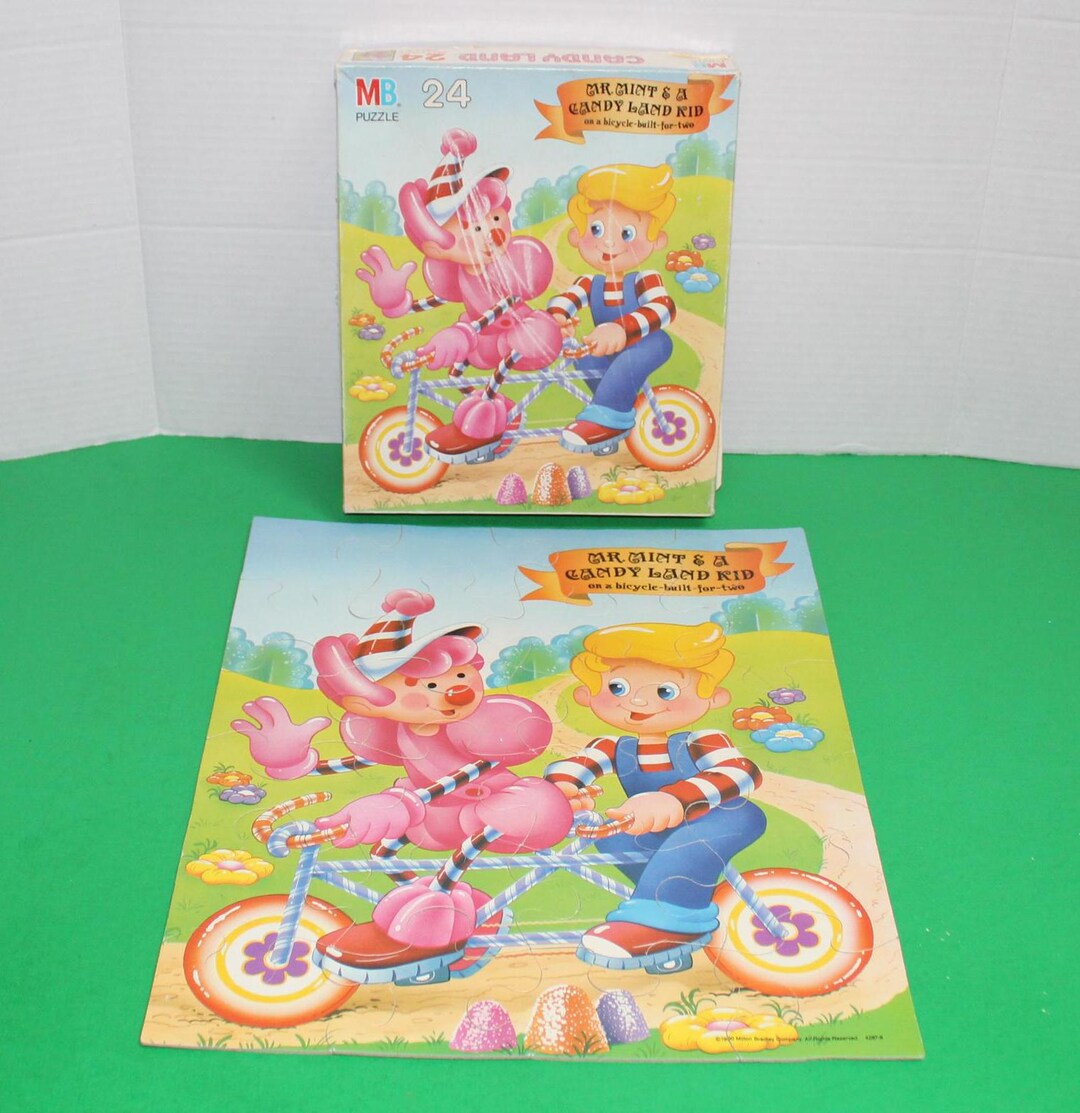 Vintage Candy Land Puzzle Mr. Mint & Candy Land Kid on a Bicycle Built ...