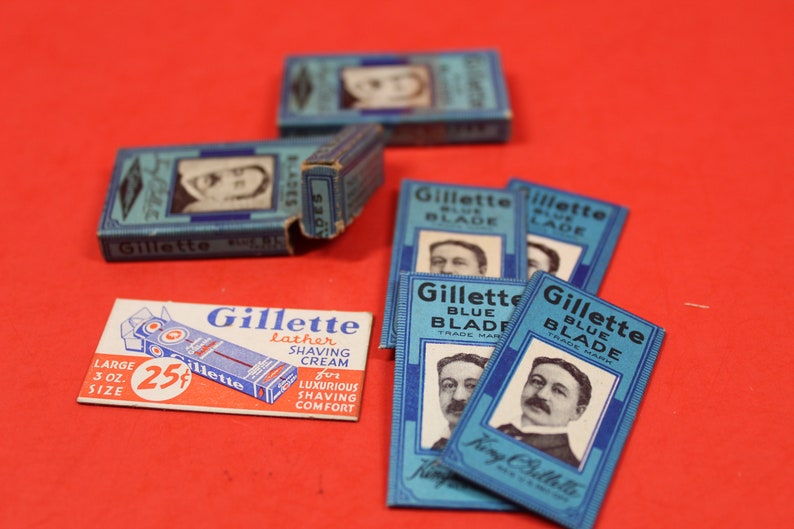 Vintage GILLETTE Blue Blade Razor Blades Lot of 9 New Blades / Vintage ...