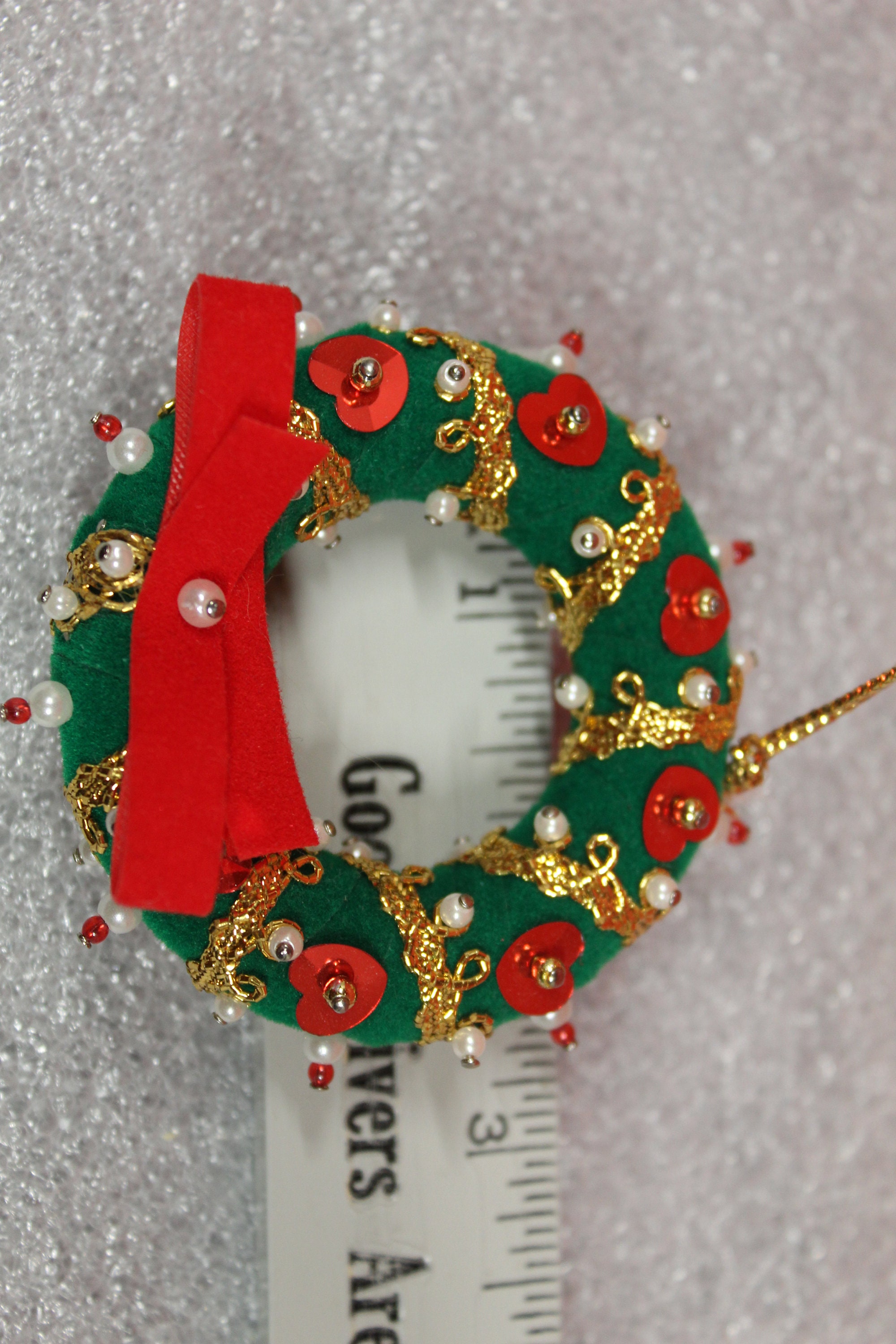 Sequin and Beaded Handmade Vintage Christmas Ornament Wreath - Etsy