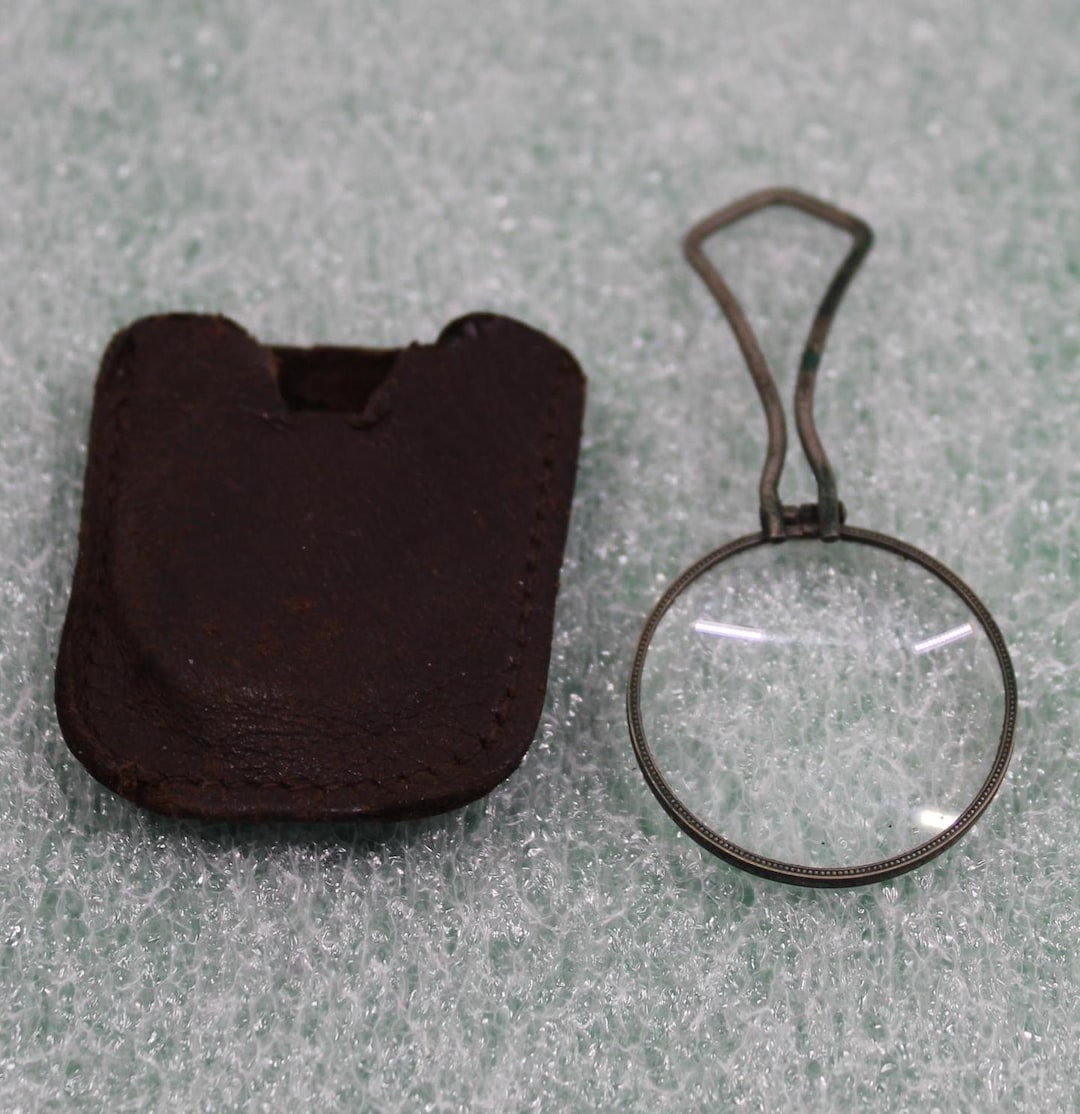 Vintage Magnifying Glass Folding Pocket Magnifier With Leather Case ...