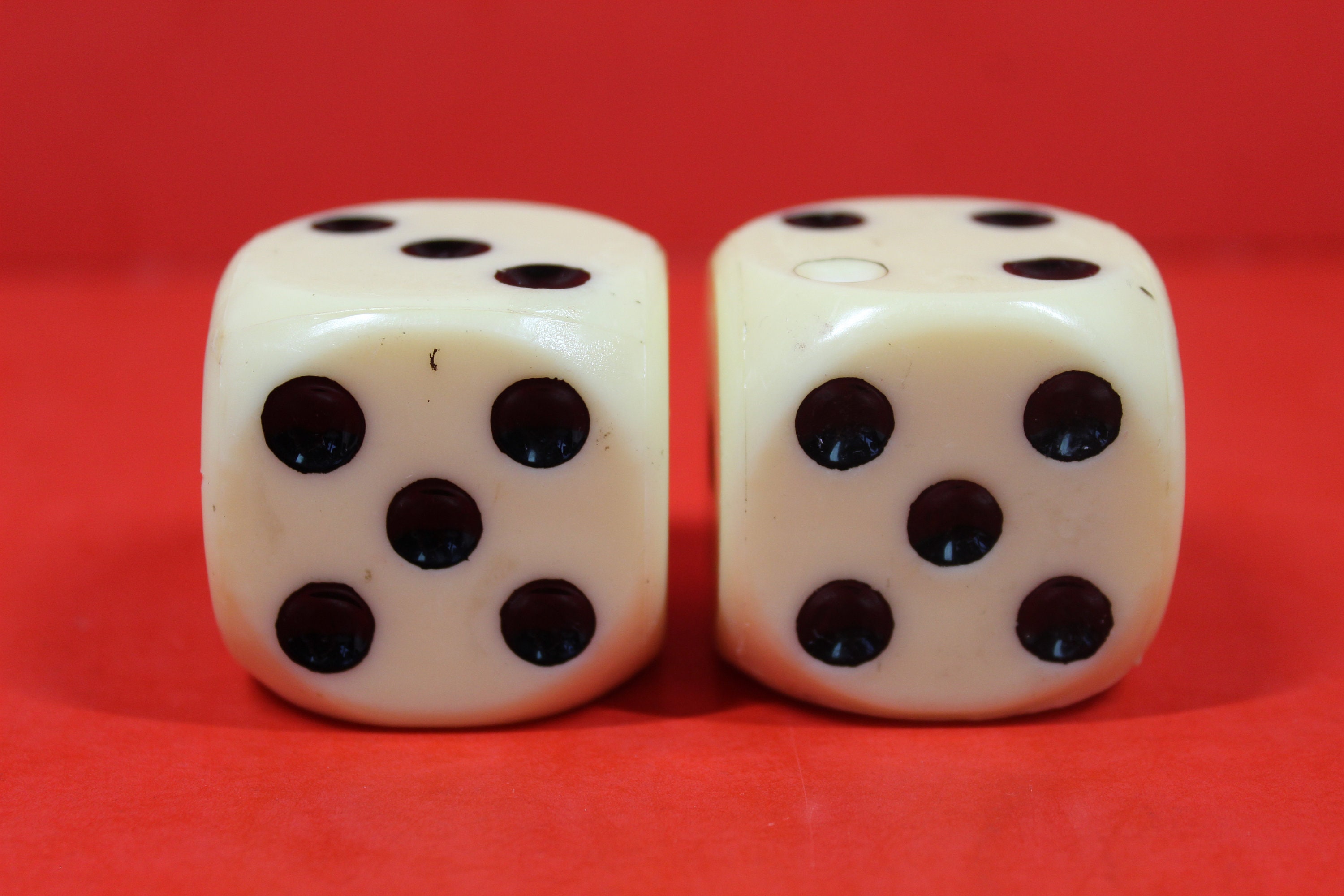 Vintage Large Dice ~ Oversized Black and off White Pair of Dice Made in ...